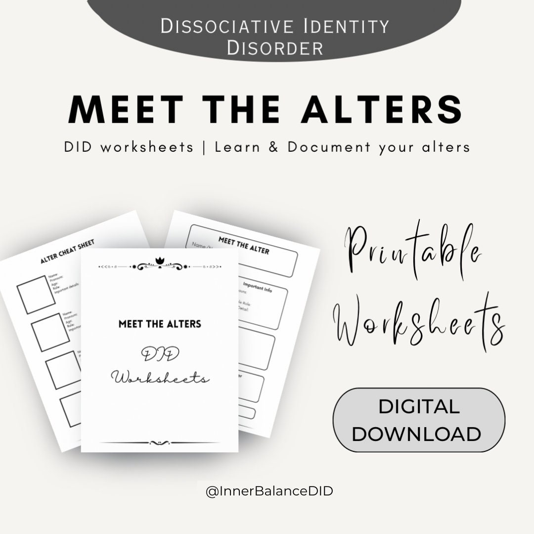DID Alter Worksheets: Printable Workbook for Therapy (PDF) - Etsy