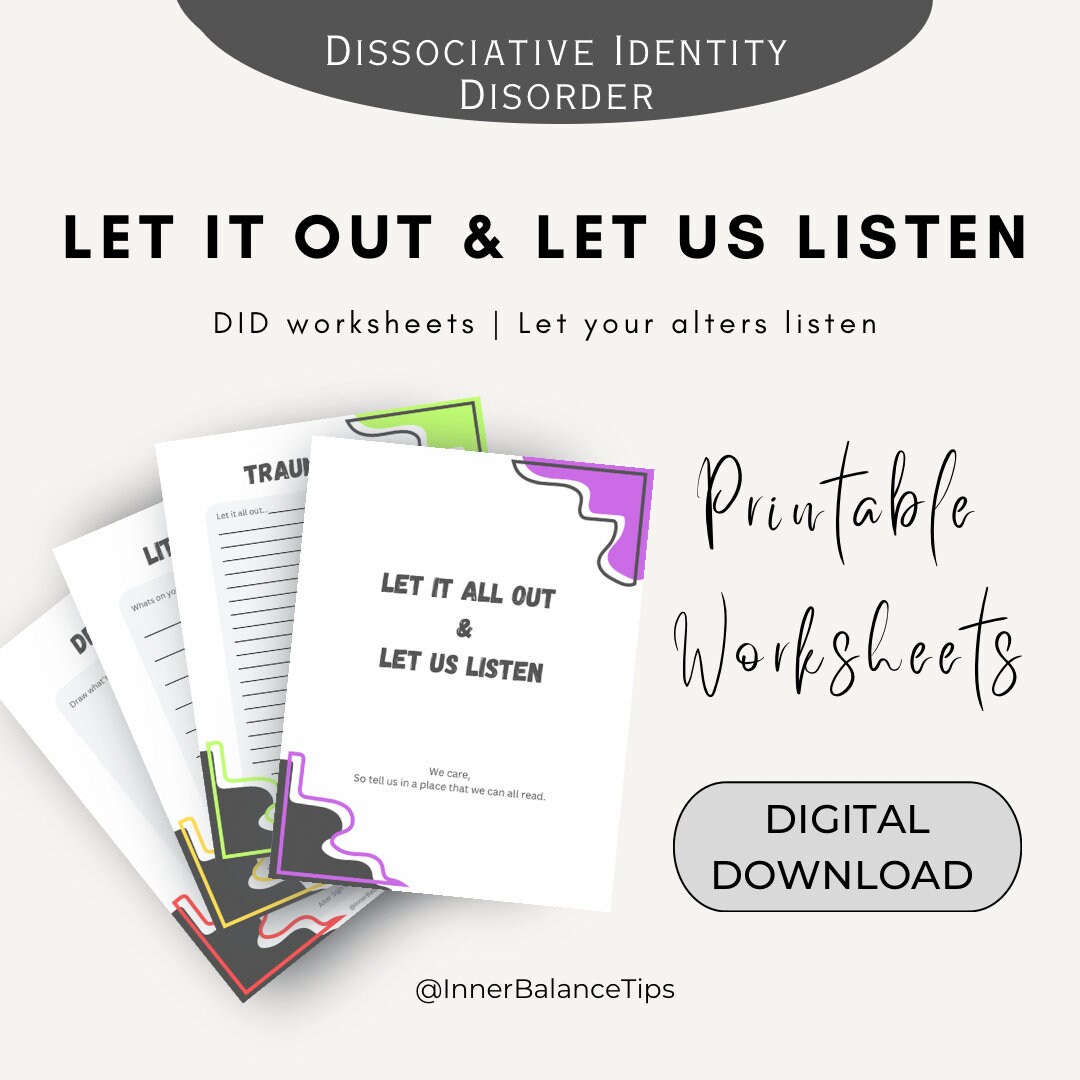 Printable Journaling Worksheets for Dissociative Identity Disorder ...