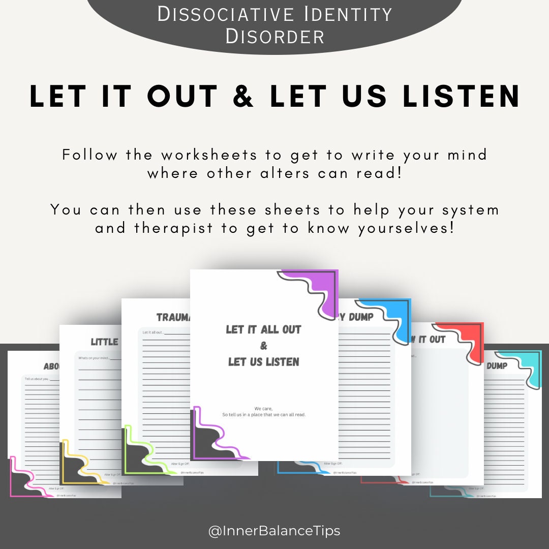 Printable Journaling Worksheets for Dissociative Identity Disorder ...
