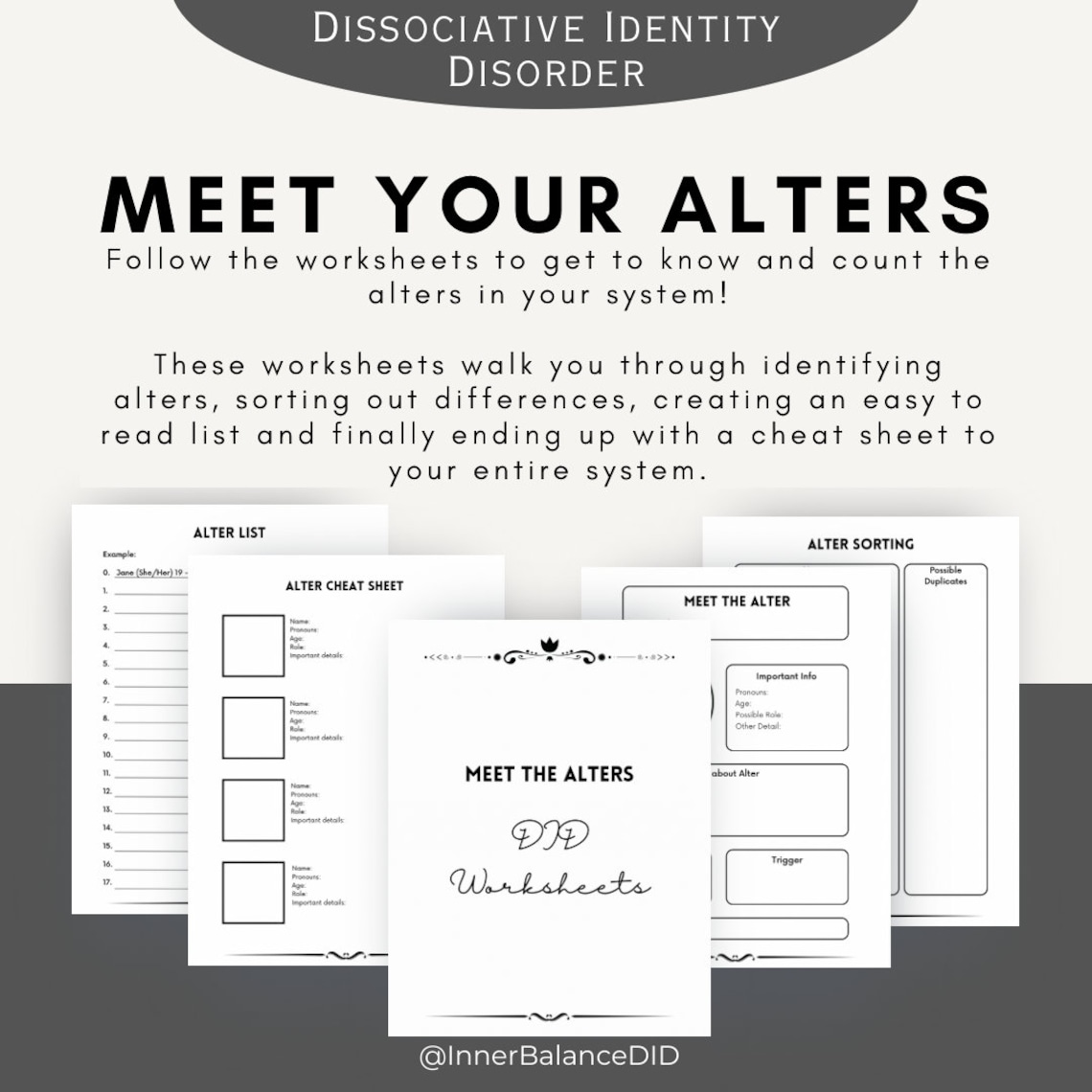 DID Alter Worksheets: Printable Workbook for Therapy (PDF) - Etsy