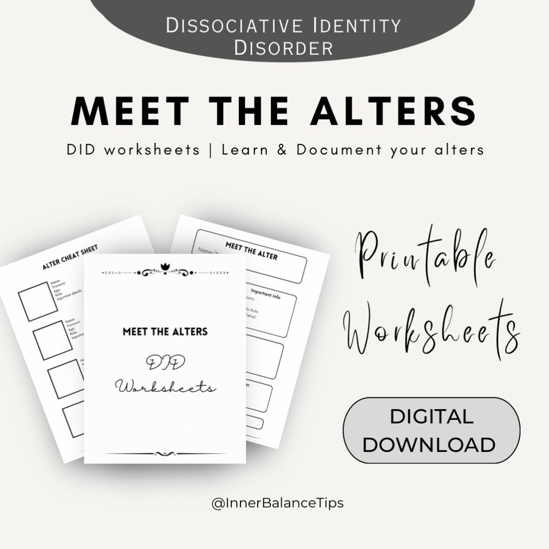Printable Alter Worksheets for Dissociative Identity Disorder Alter ...