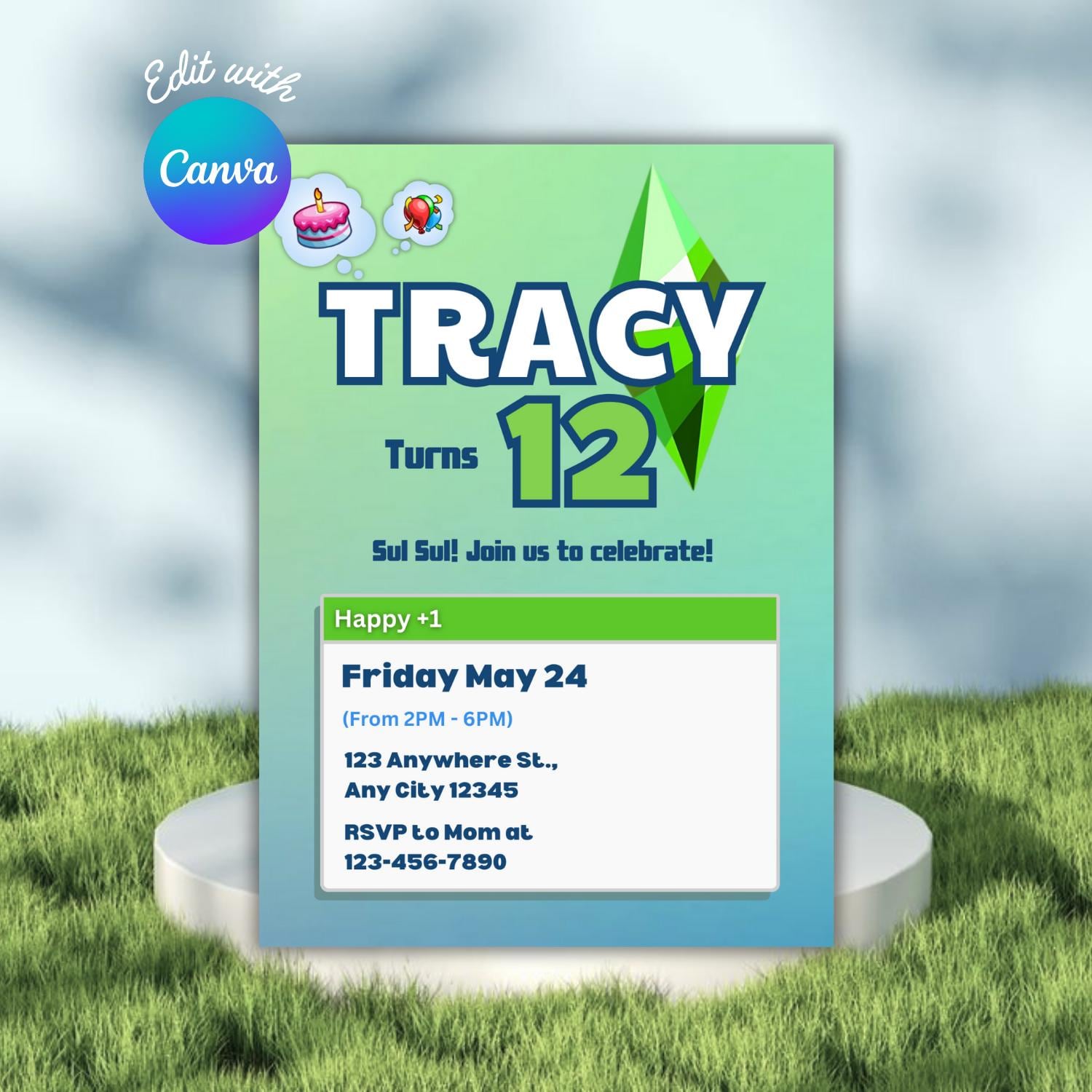 Editable Sims 4 Birthday Invitation, the Sims 4, Birthday Invitation ...