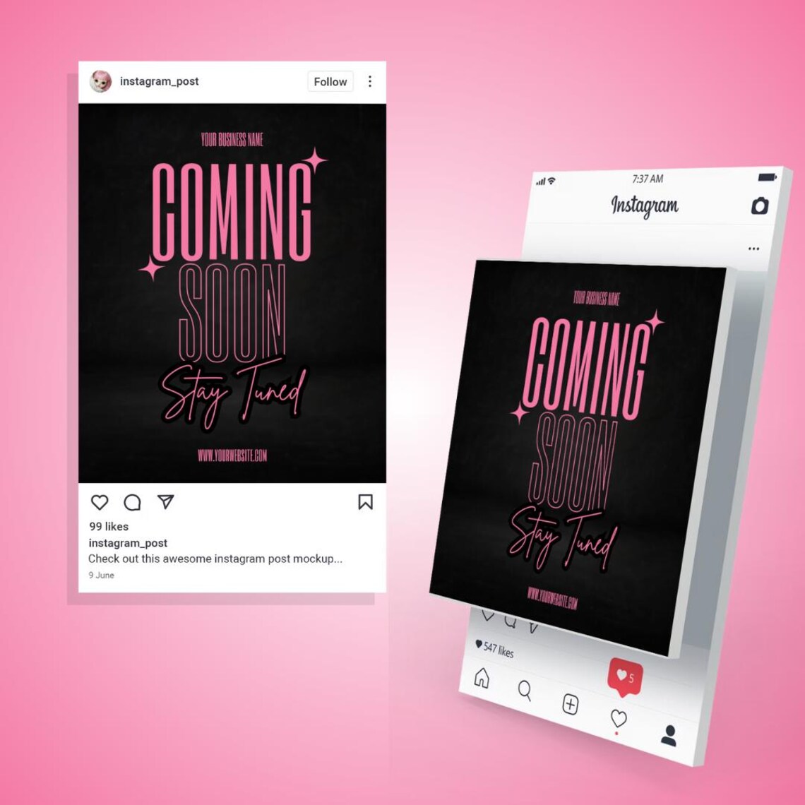 Editable Coming Soon Flyer, New Products Flyer, Instagram Flyer, Pink ...