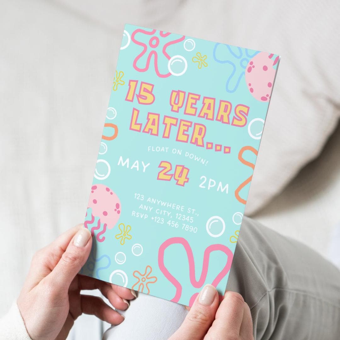 Editable Sponge Under the Sea Birthday Invitation, Years Later Sponge ...