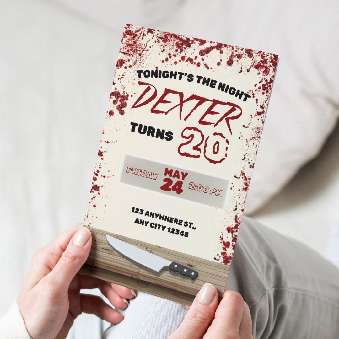 Editable Dexter Birthday Invitation, Dexter Tv Series, Dexter Birthday ...