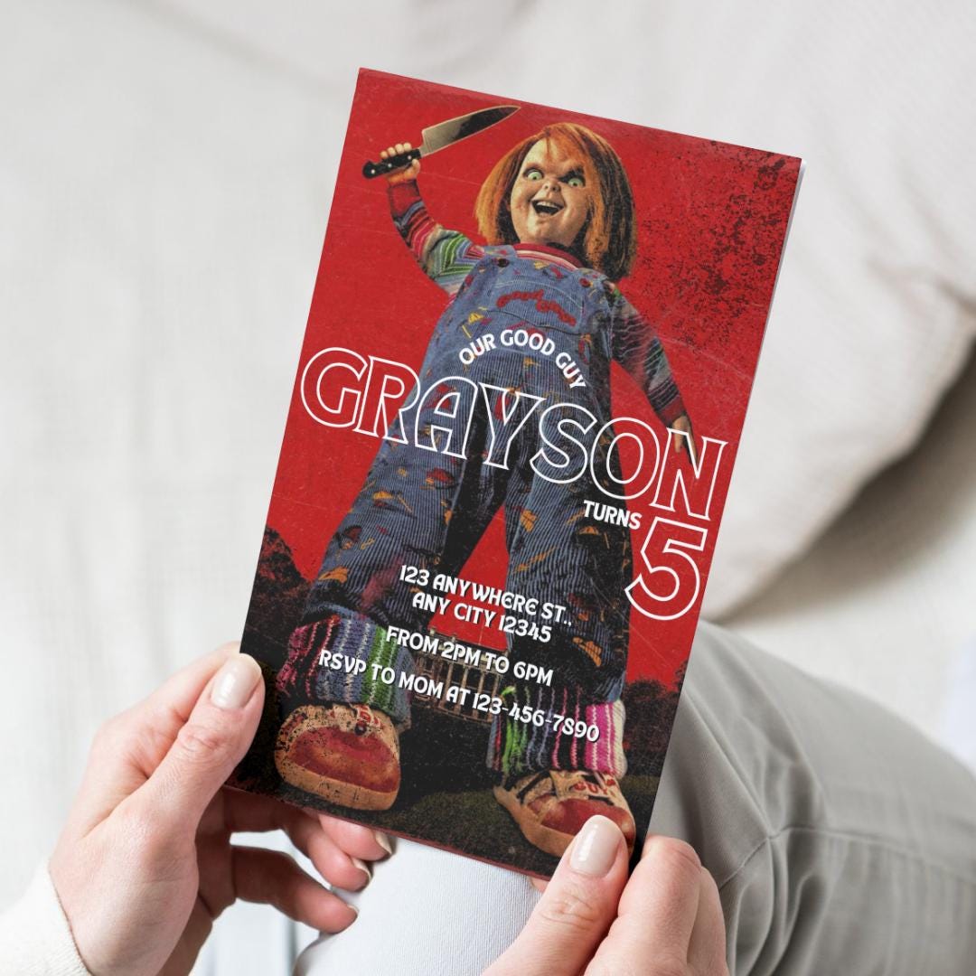 Chucky Childs Play Birthday Invitation, Halloween Birthday Party ...
