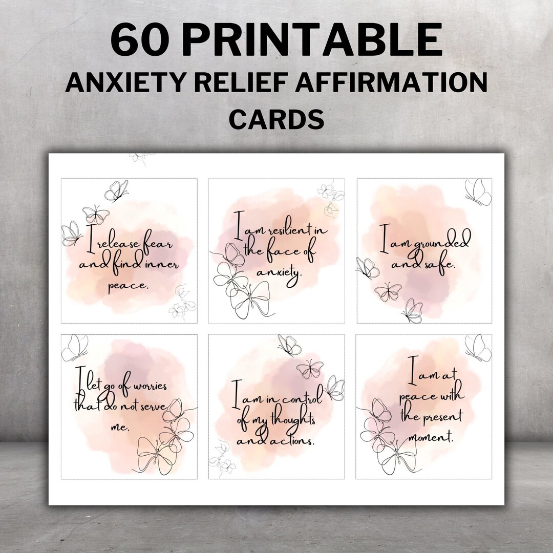 Anxiety Relief Affirmation Cards, Printable Digital Affirmations ...