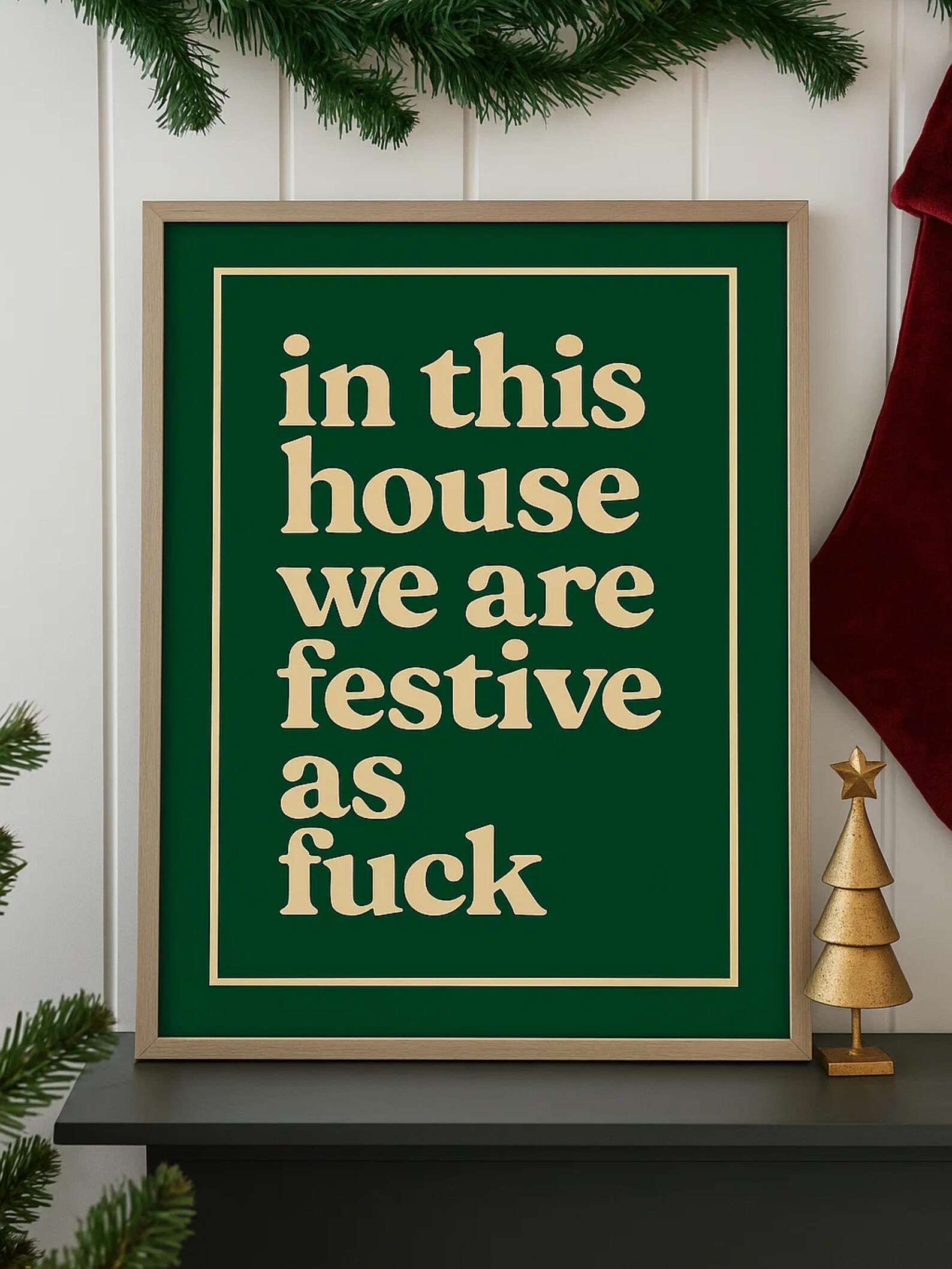 Funny Christmas Wall Art | Festive AF Quote Print | Holiday Decor ...