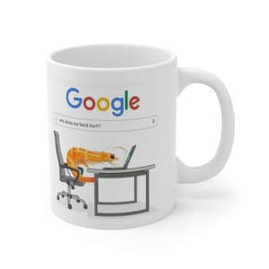 Prawn Posture Woes Back Pain Meme White Ceramic Coffee Cup Funny Mug ...