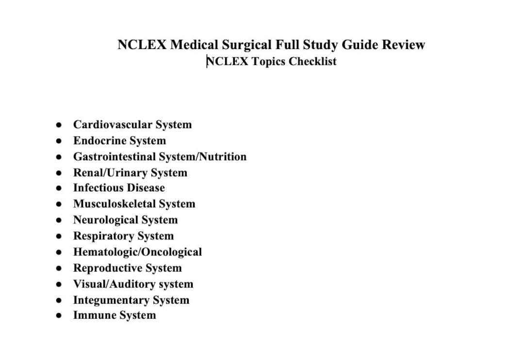 NCLEX Next Gen Medical Surgical Full Study Guide Review - Etsy