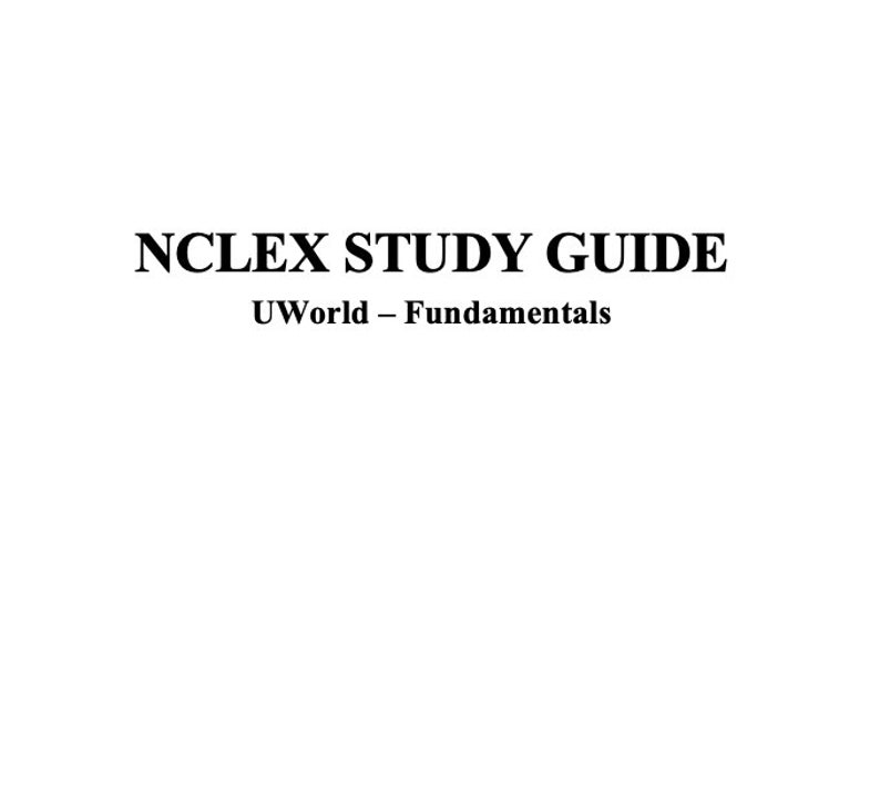 NCLEX Study Guide | Uworld Fundamentals - Etsy