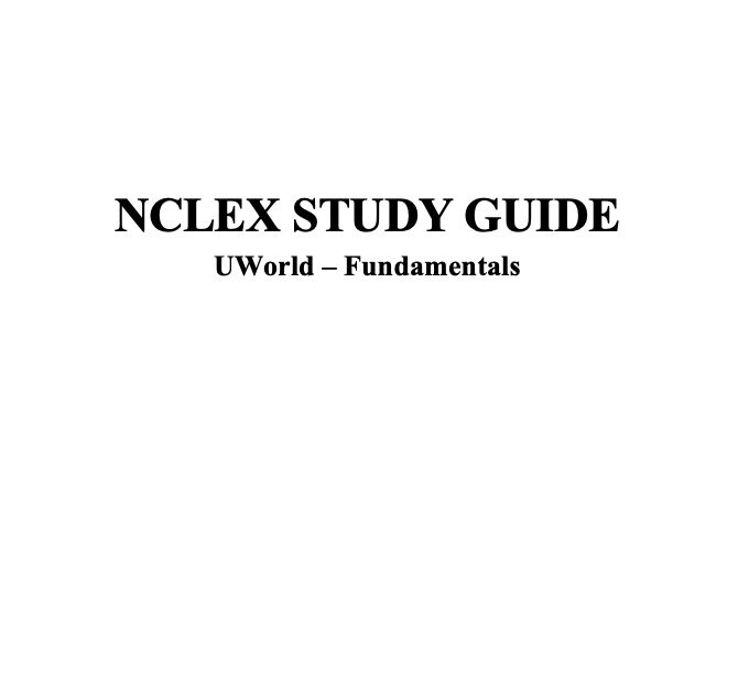 NCLEX Study Guide | Uworld Fundamentals - Etsy