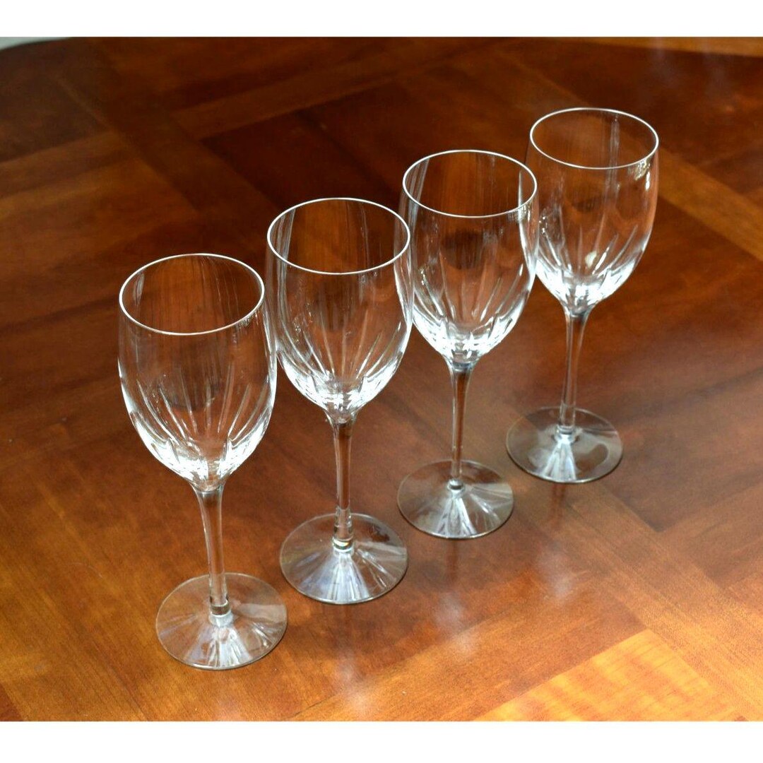 Set of 4 Lenox Starfire Cut Crystal Wine Goblets 8 3/8" American Lead ...