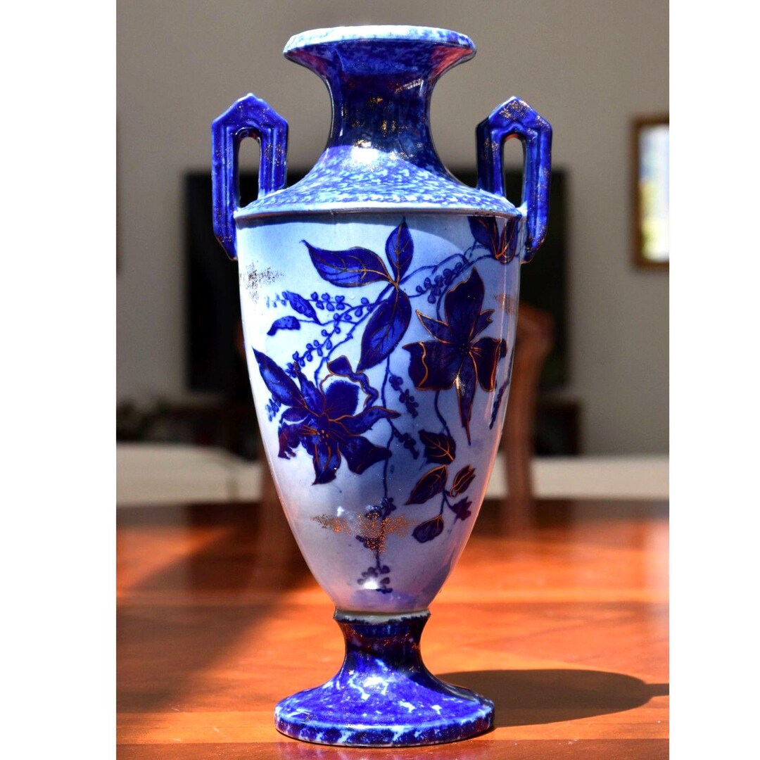 T. Rathbone & Co. Inspired Flow Blue Floral Vase - Etsy