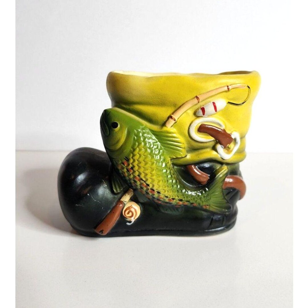 Vintage Nancy Pew Trout Fishing Boot Planter Trout Rod Made in Japan - Etsy
