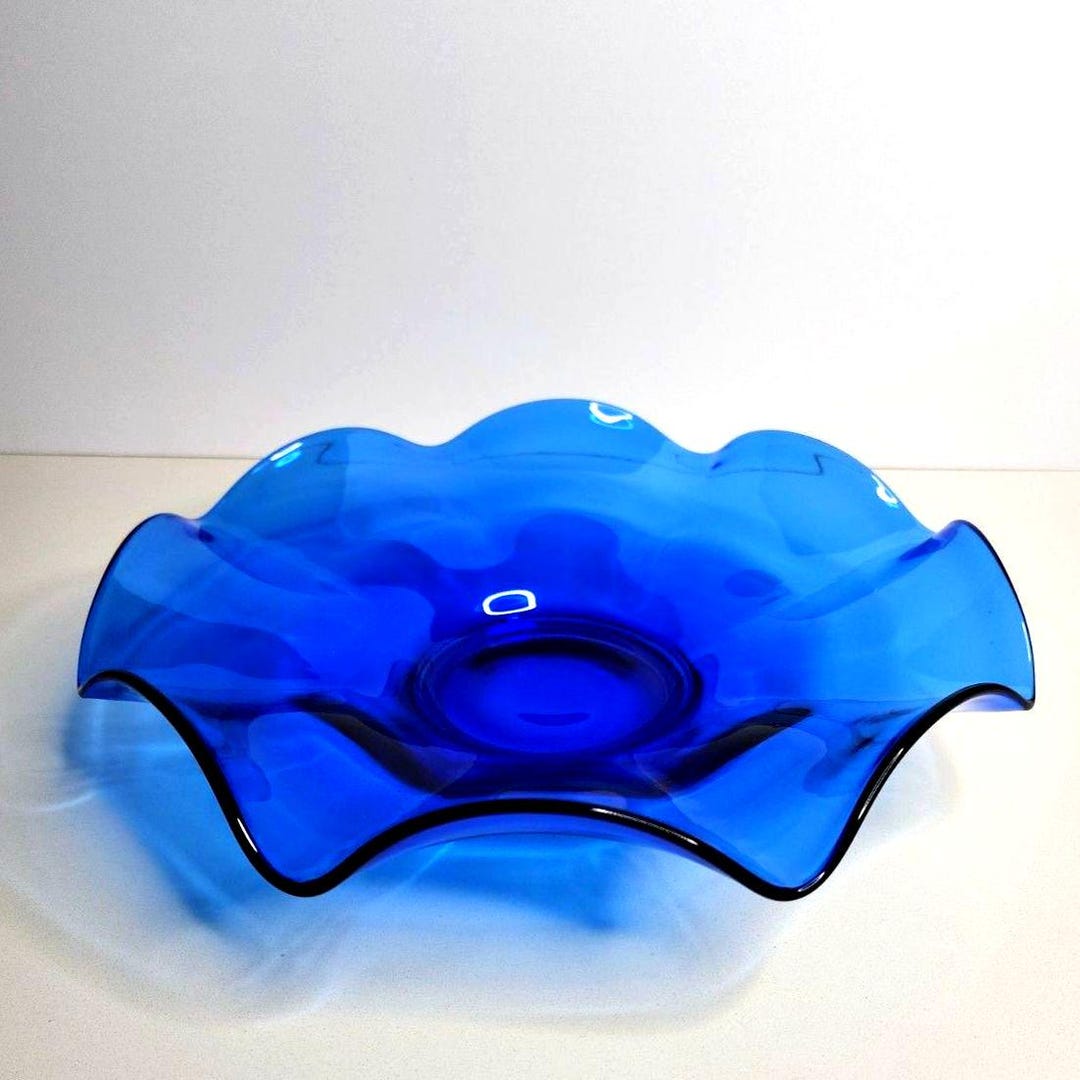Viking Art Glass Bluenique Blue Ruffled 6-petal Bowl 3 X 12 Rare MCM - Etsy