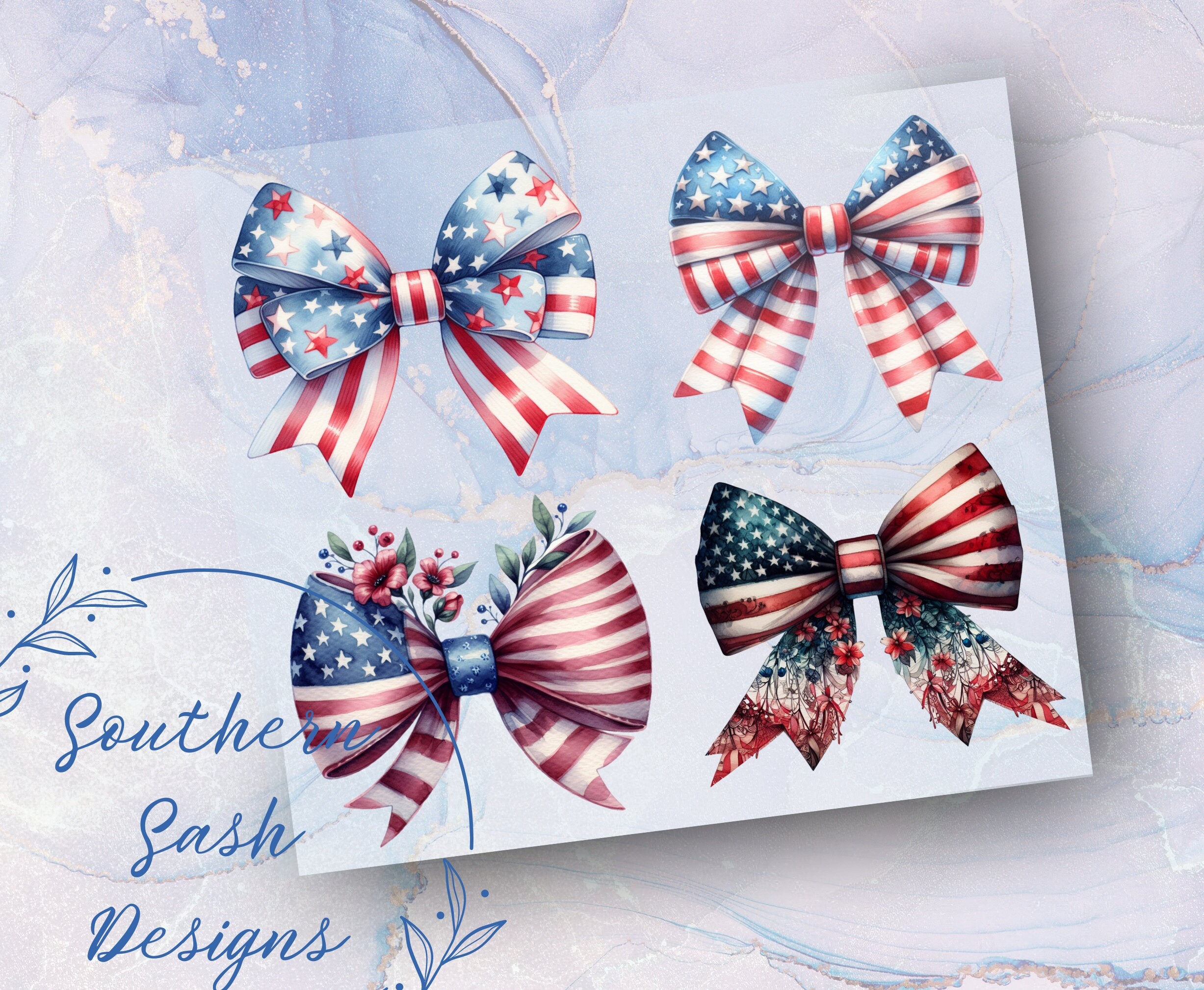 American Bow Clipart Bundle, 4th of July PNG, Coquette Bow PNG Bundle ...