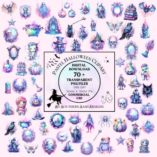 Cute Halloween Clipart Bundle Pastel Halloween Clipart - Etsy