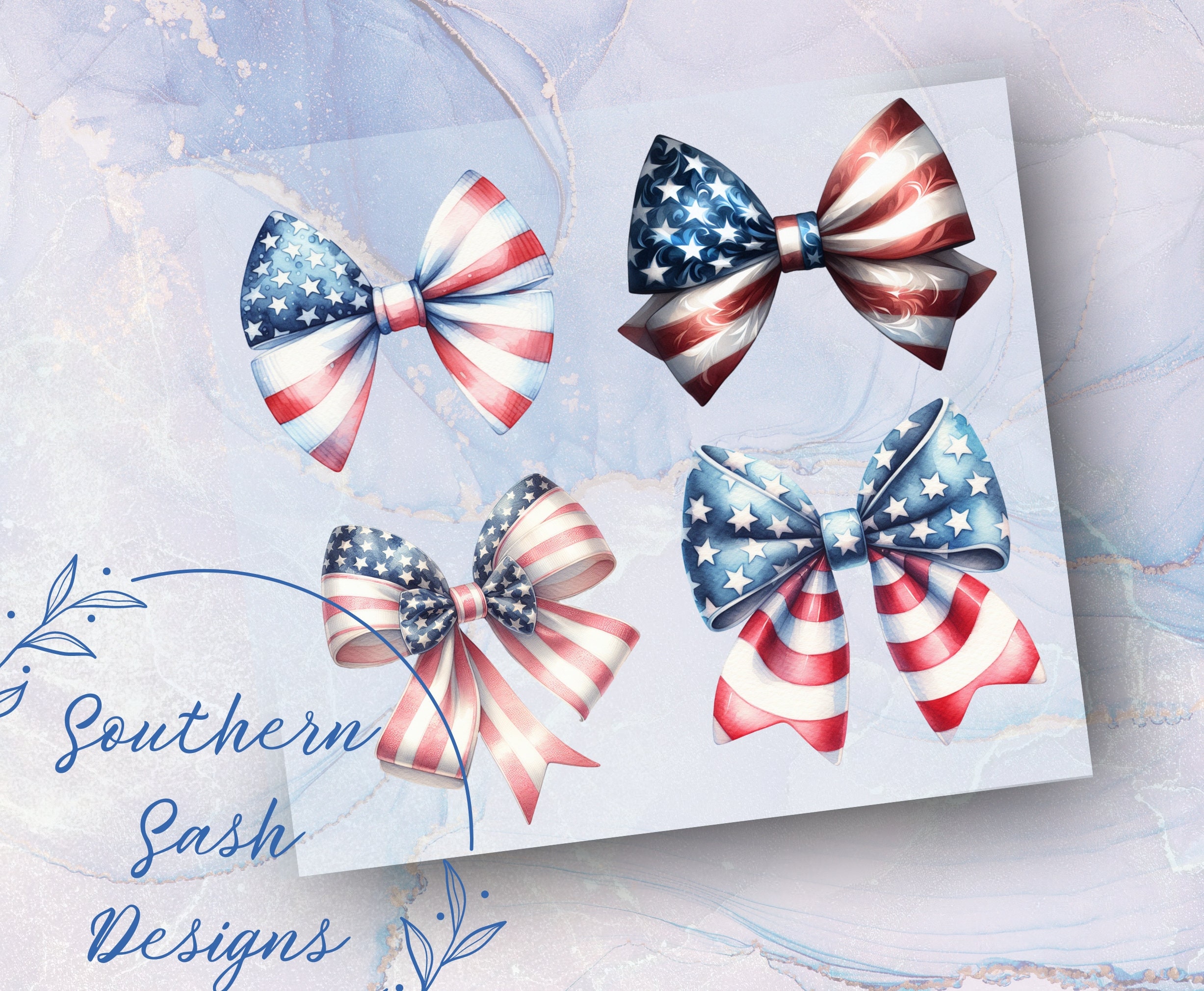 American Bow Clipart Bundle, 4th of July PNG, Coquette Bow PNG Bundle ...