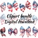 American Bow Clipart Bundle, 4th of July PNG, Coquette Bow PNG Bundle ...