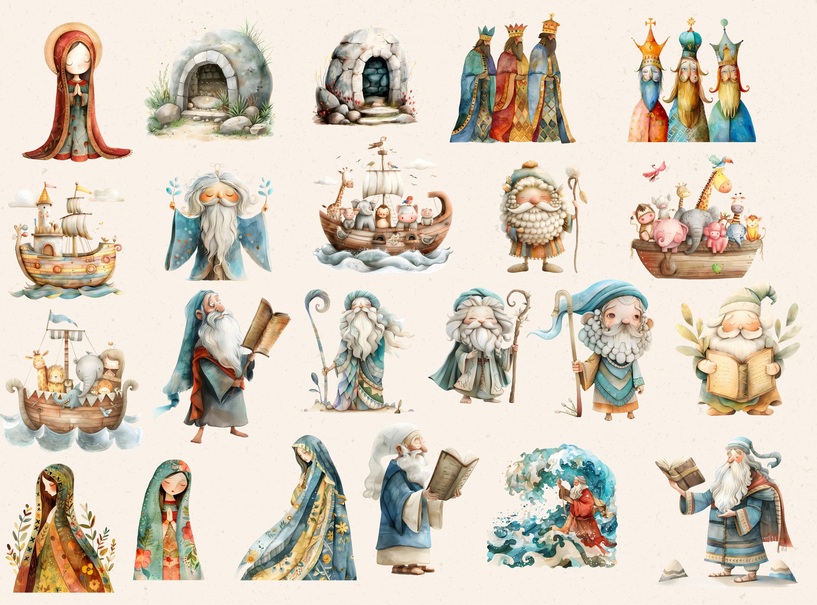 Bible Story Clipart Bundle, Biblical Characters Clipart, Bible ...