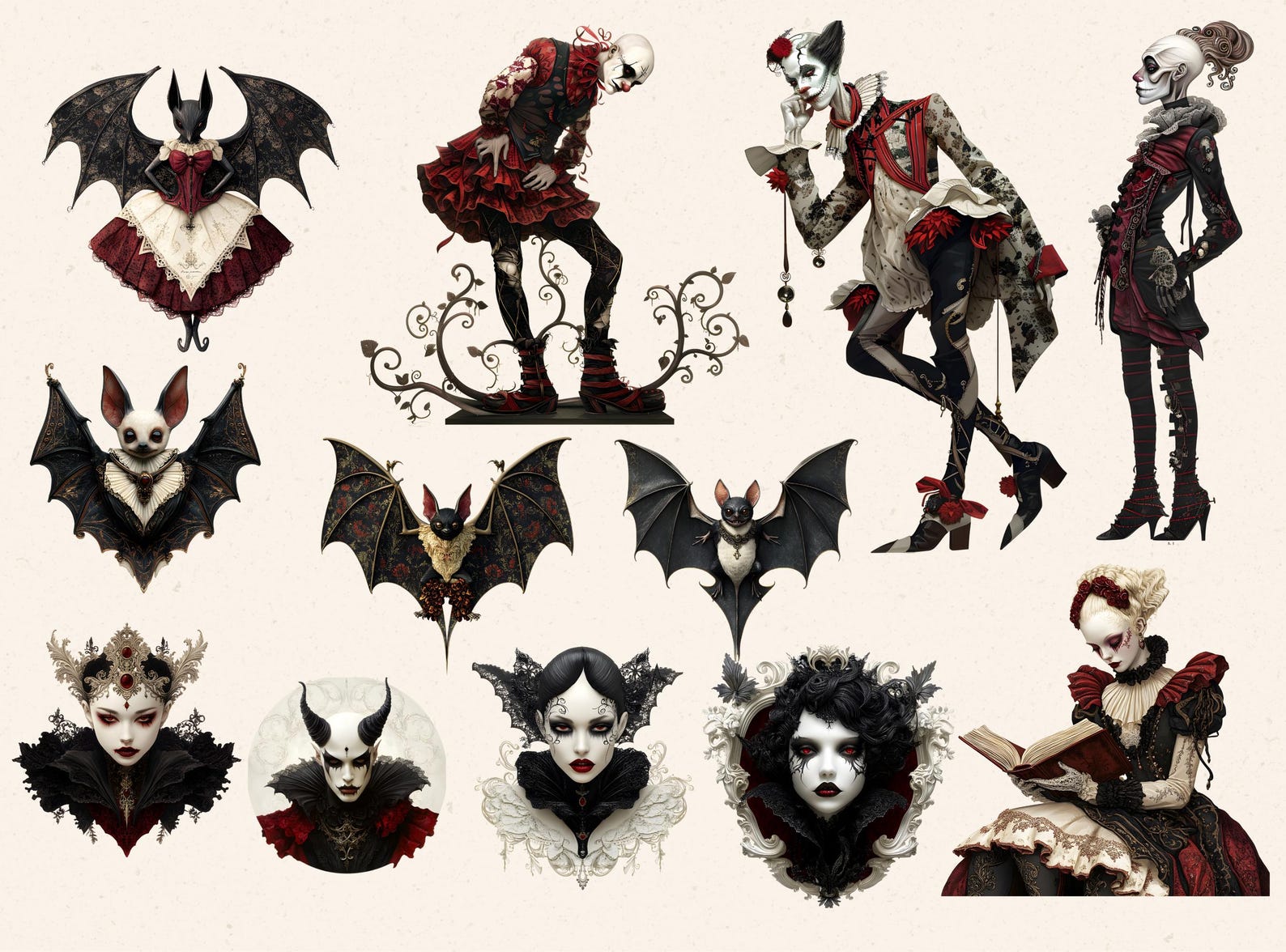 Peculiar People Clipart, Quirky People Clipart, Gothic Doll Clipart ...