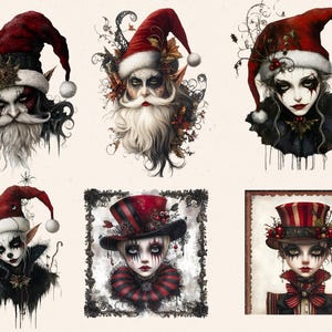 Goth Christmas Clipart, Christmas Characters Clipart Bundle, Surreal ...