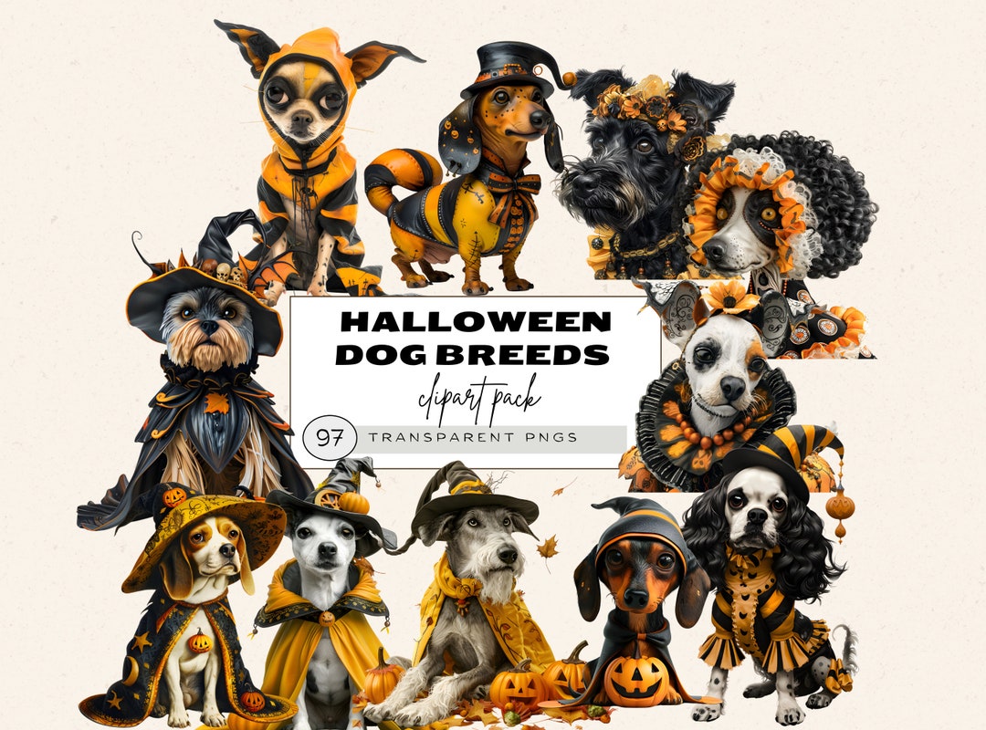Halloween Dogs Clipart, Dog With Clothes Clipart, Cute and Funny Dog ...