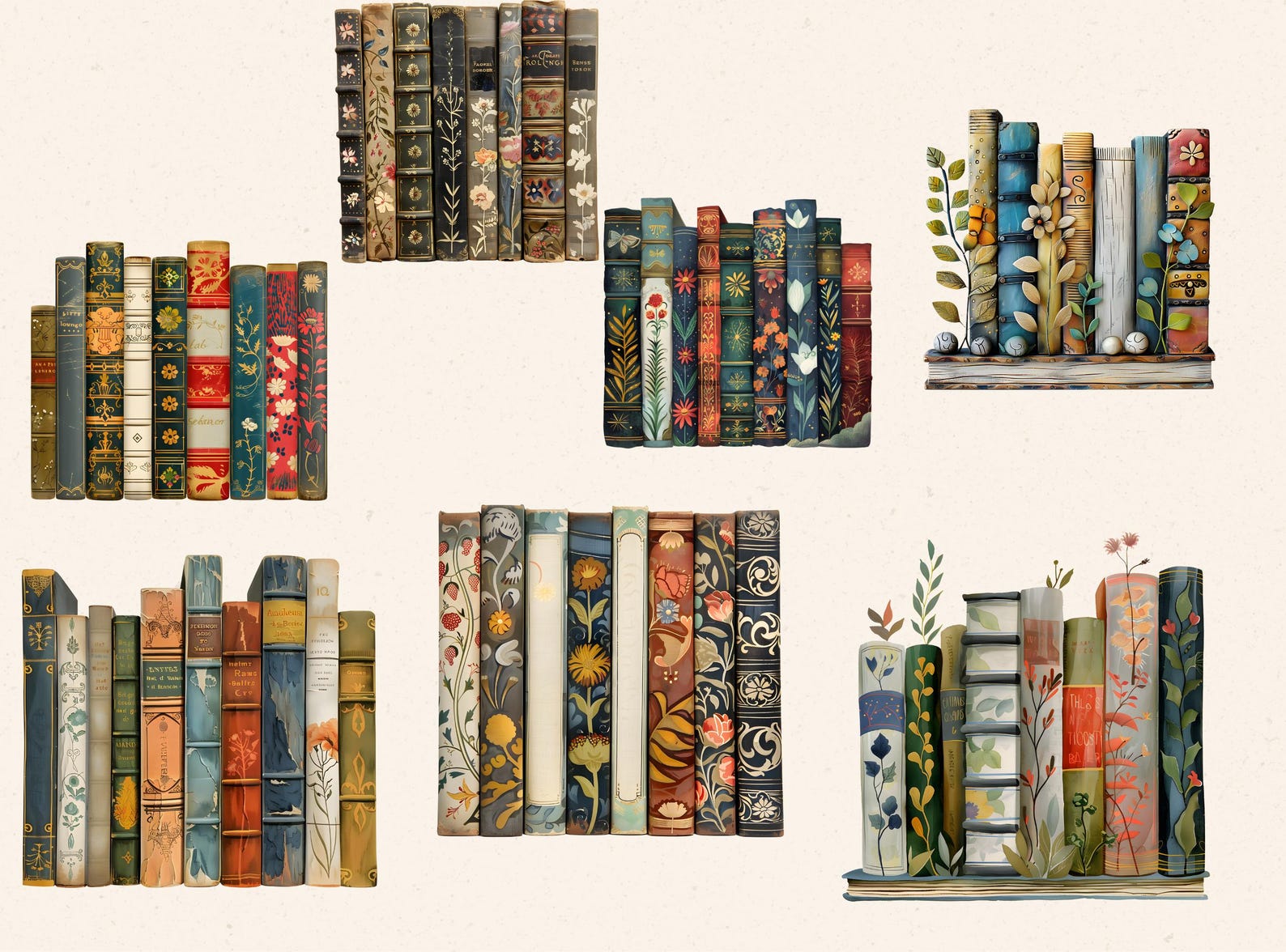Clipart of Book Spines, Clipart Pack for Book Lovers, Book Border ...