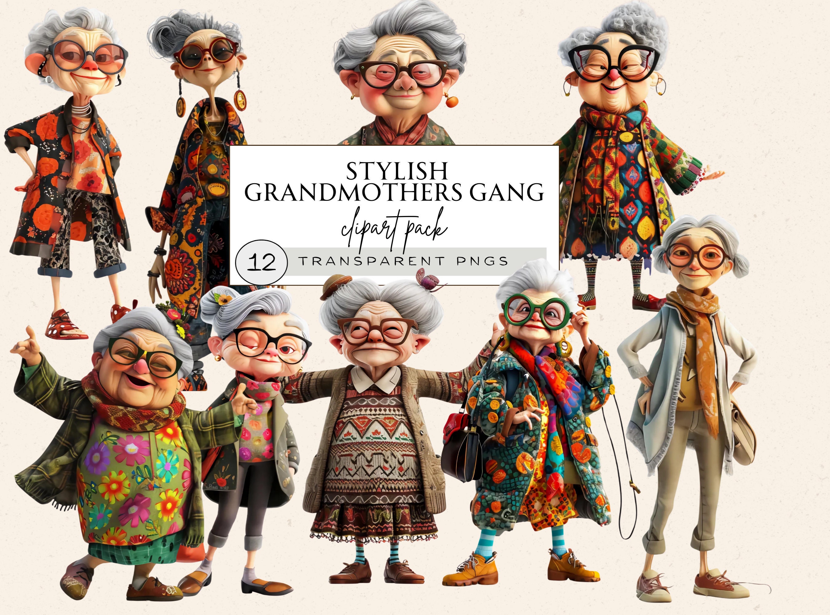 Funny Old Ladies Clipart, Old Lady Friends Clipart, Funny Grandma ...