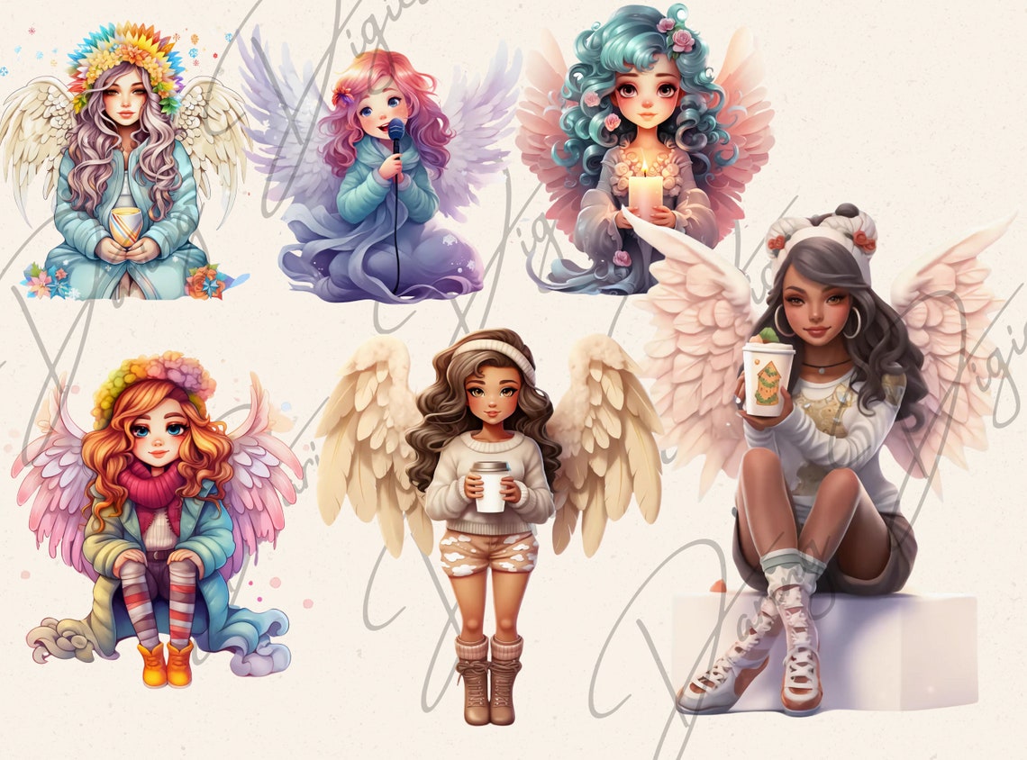 Heavenly Angel Clipart, Angel Fairy Clipart, Various Guardian Angels ...