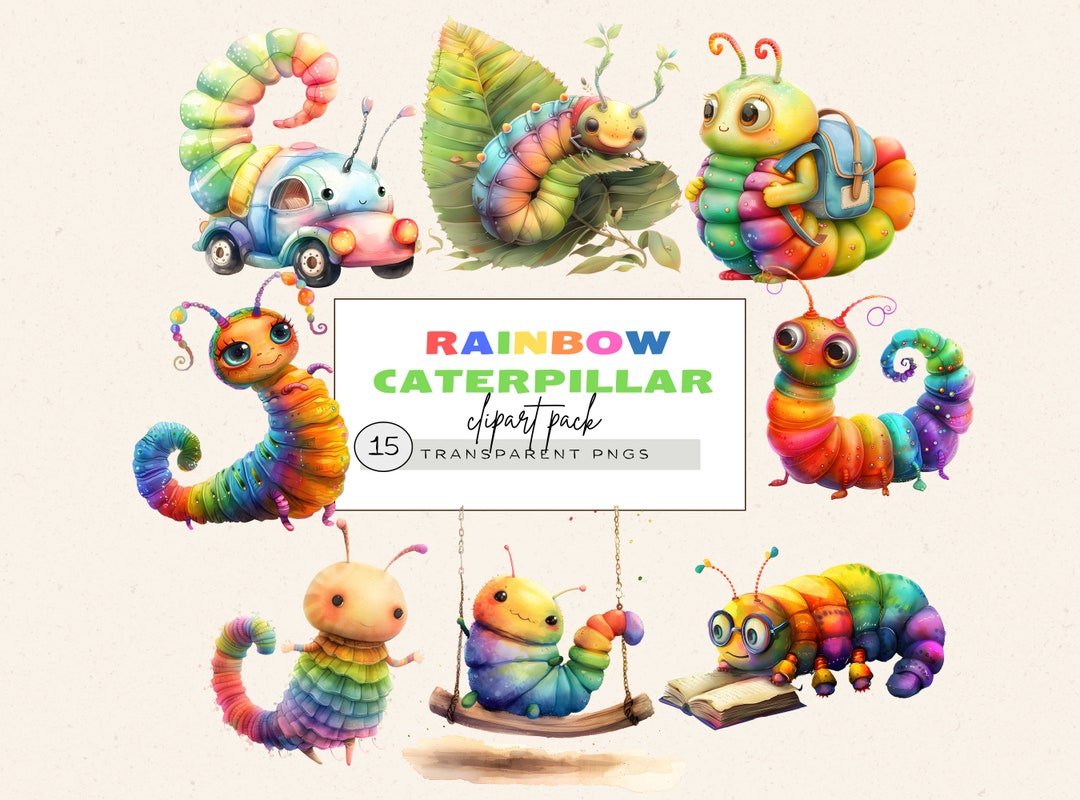 Watercolor Caterpillar Clipart, Caterpillar Clip Art, Insects Clipart ...