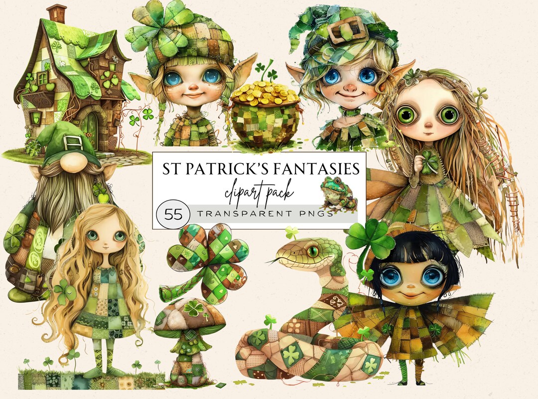 St Patrick Watercolor Clipart, Pot Full of Gold Clipart, St Patricks ...