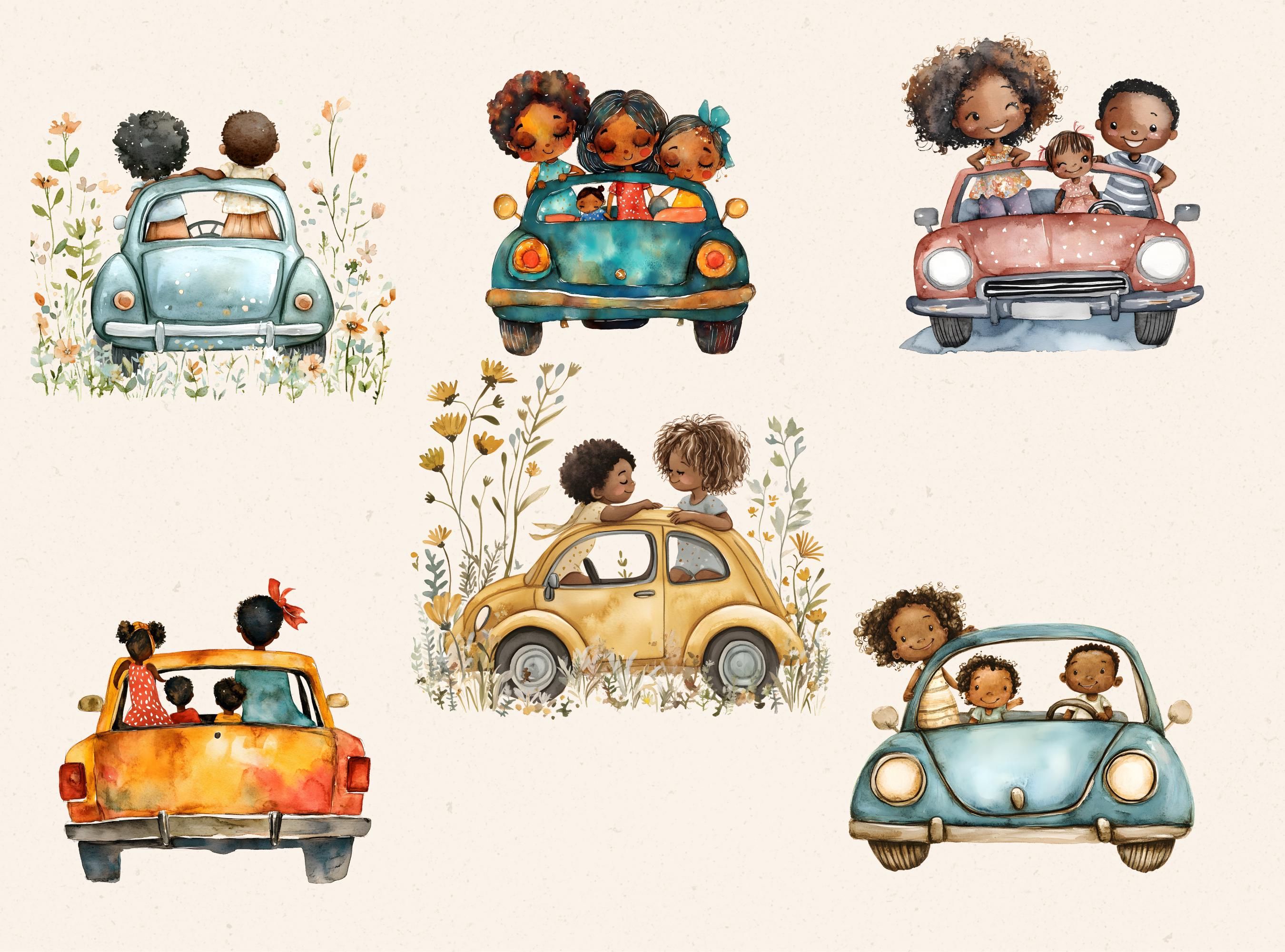 Kids Driving Car Clipart Pack, Nursery Birthday Clipart, Little Racer ...
