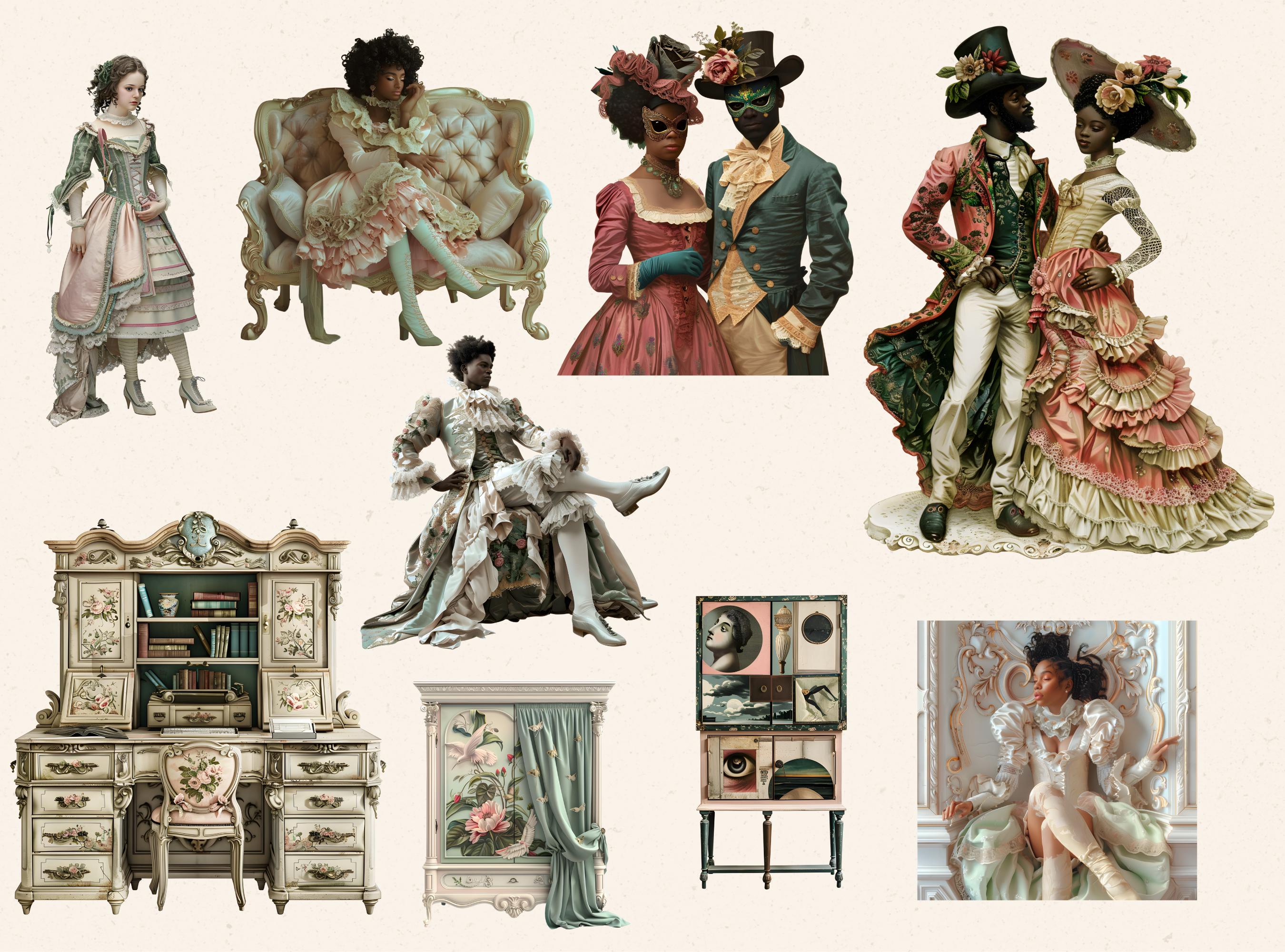 Regency Era Clipart, Regency Clipart, Junk Journal Kit Black Girl ...