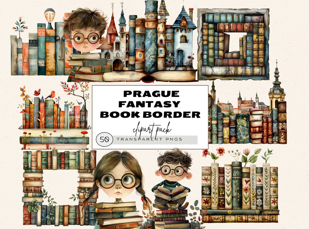 Book Border Clipart, Book Borders Png, Prague Book Border, Librarian ...