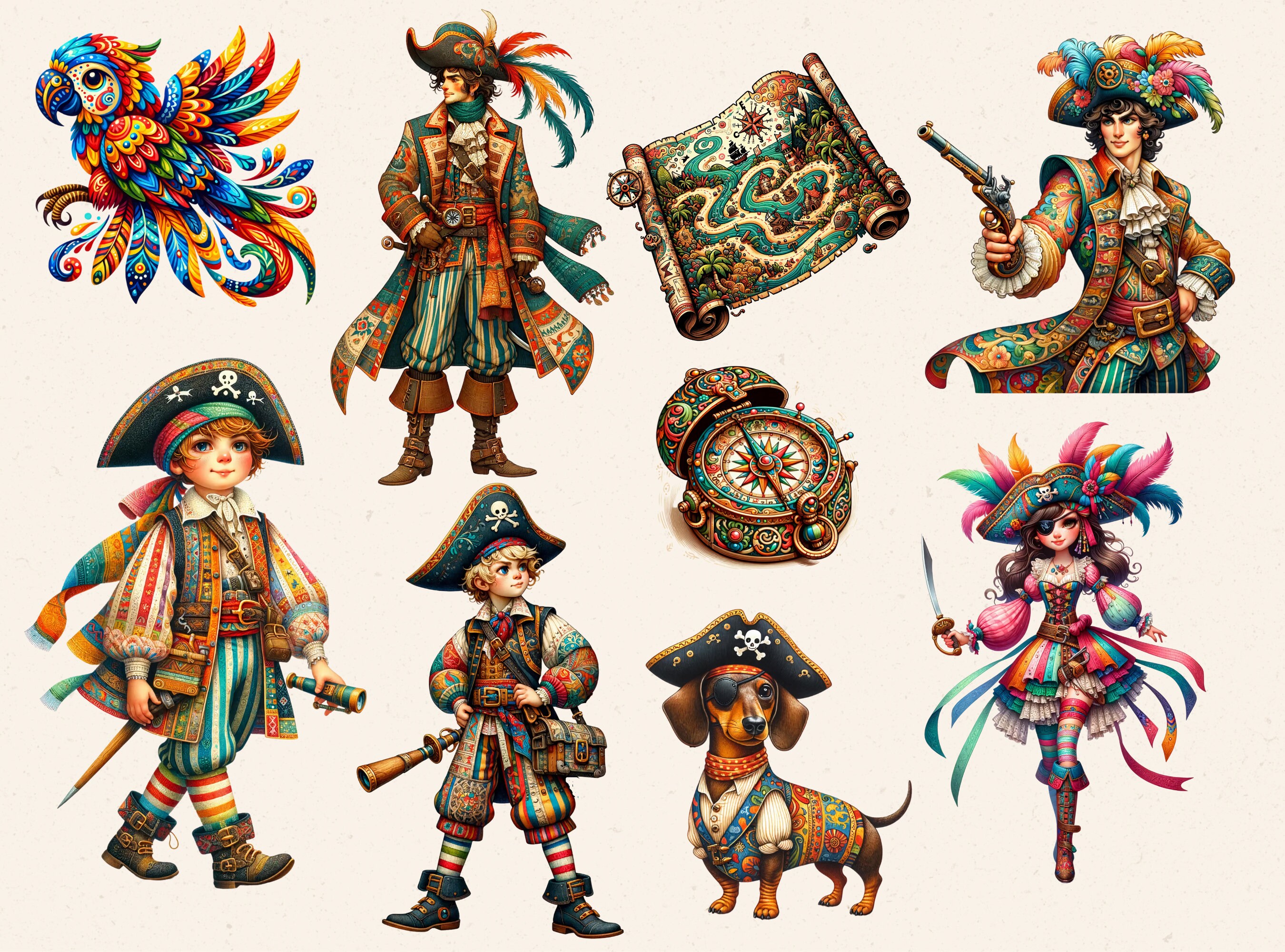 Pirate Birthday Png, Pirate Png Bundle, Pirate Ship Png, Colorful ...
