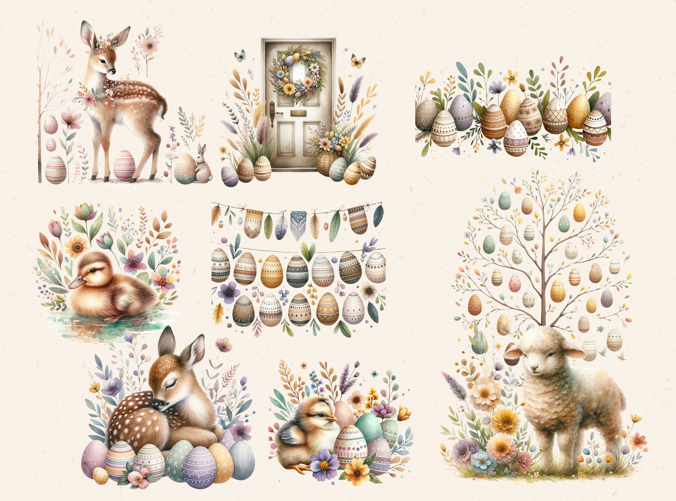 April Easter Clipart, Simple Easter Clipart, Cute Easter Chic Clipart ...