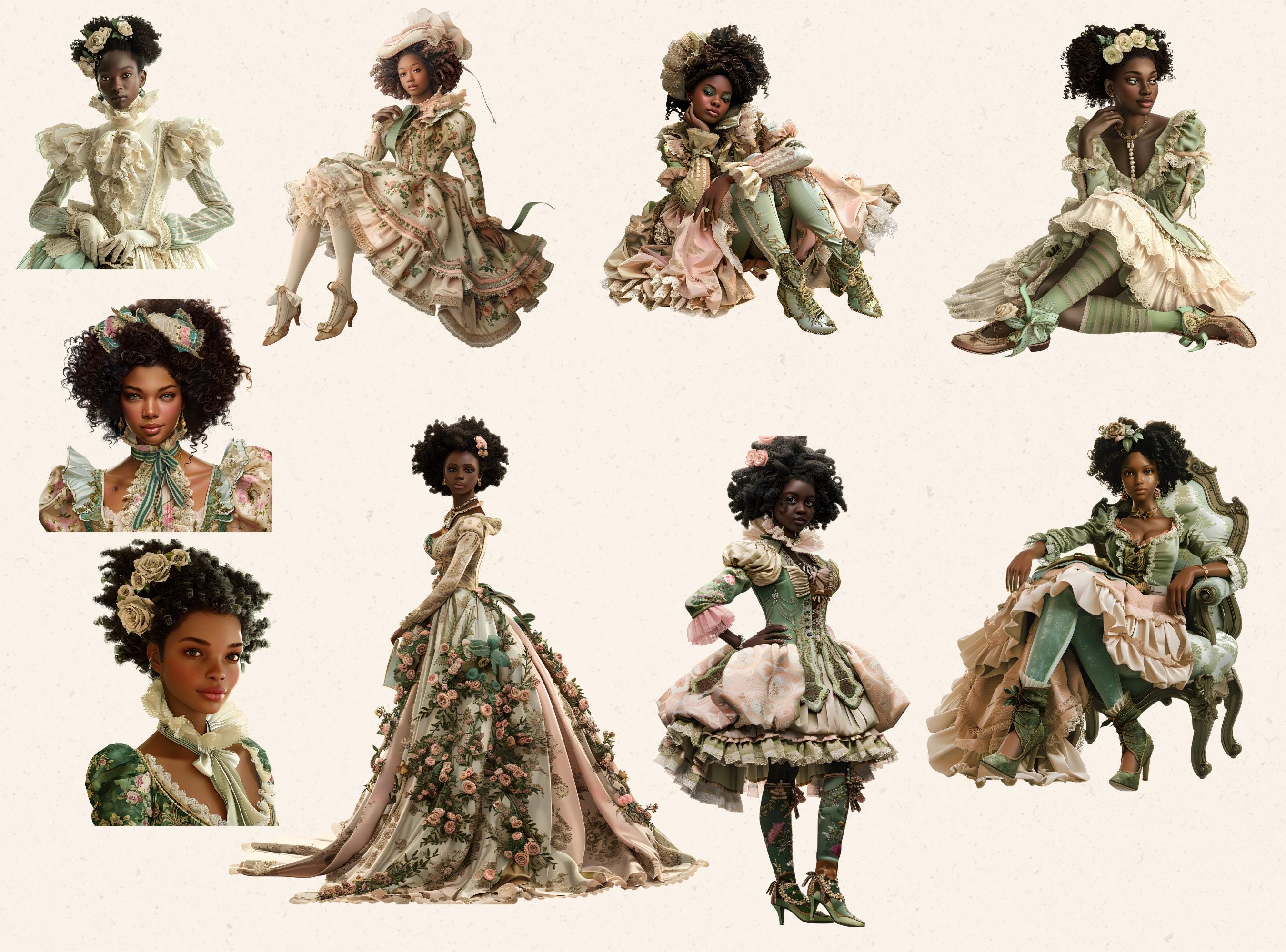 Regency Era Clipart, Regency Clipart, Junk Journal Kit Black Girl ...