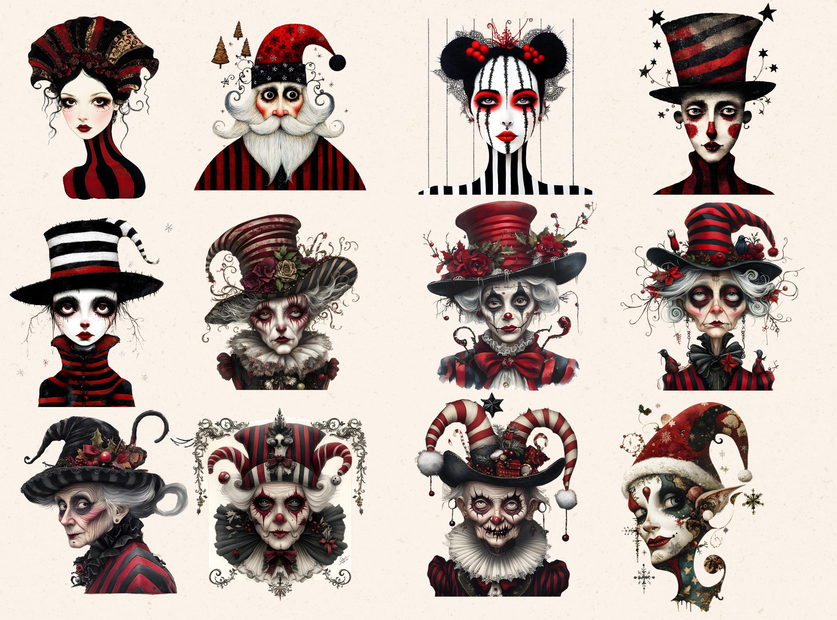 Goth Christmas Clipart, Christmas Characters Clipart Bundle, Surreal ...