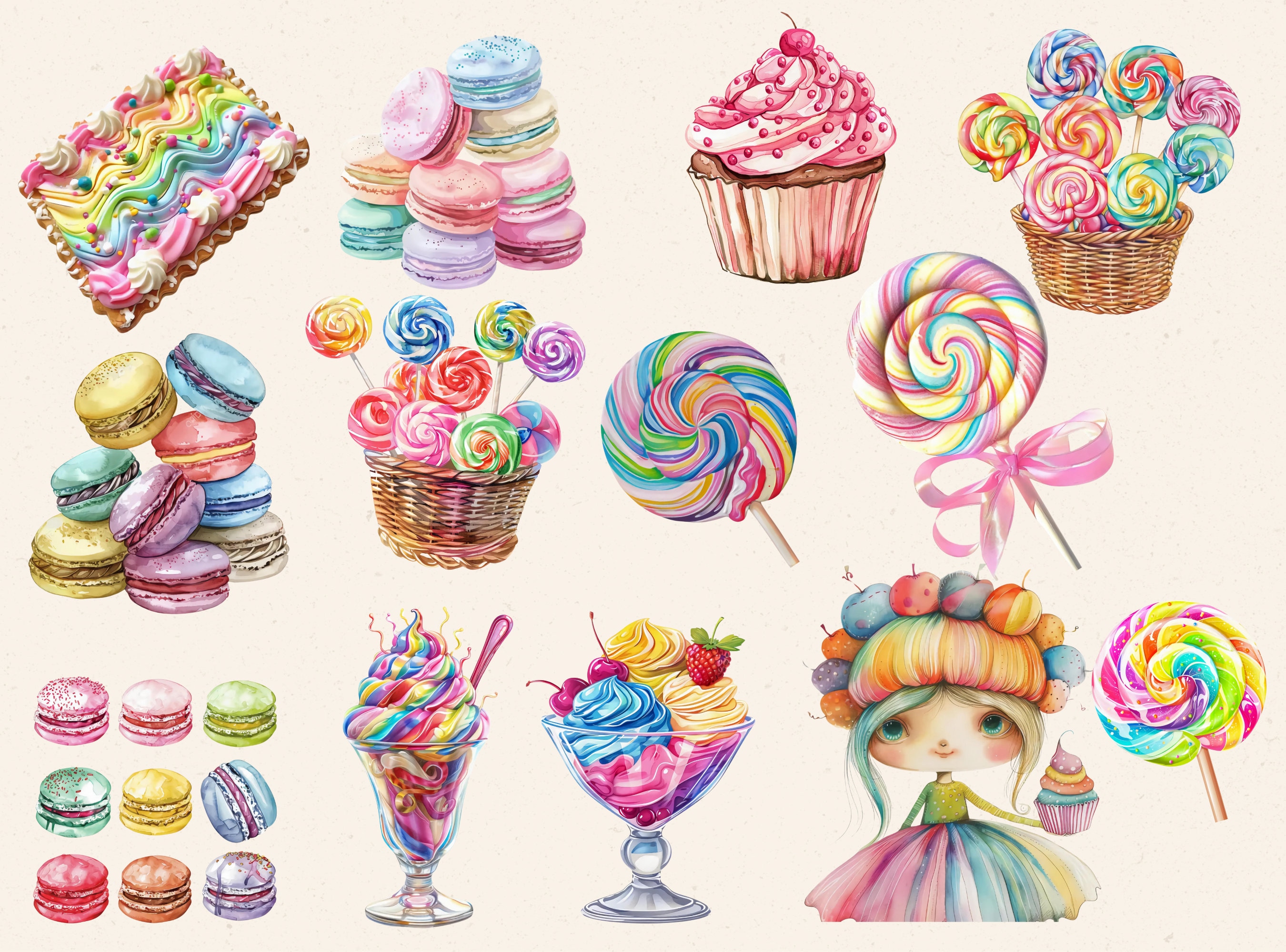Land of the Sweets Clipart, Pastel Sweets Png, Pastel Sweets Clipart ...
