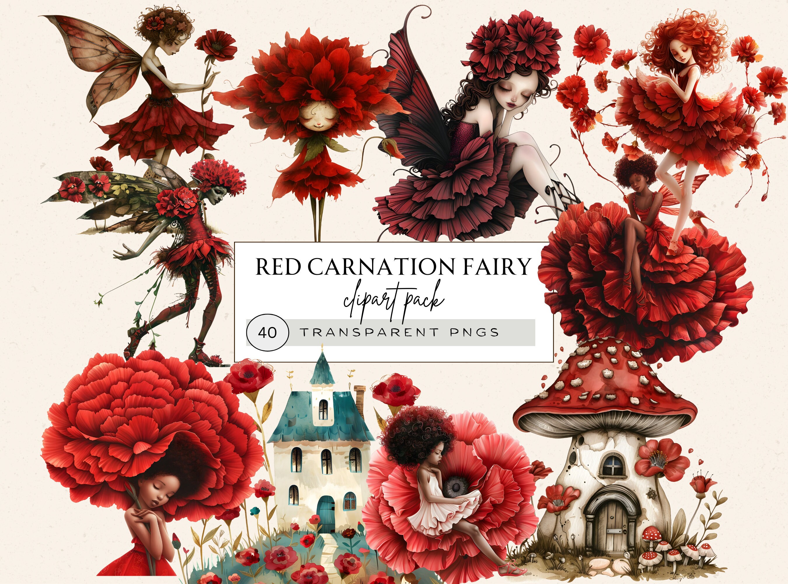 Magical Flower Fairy Garden Clipart, Clipart Whimsical Girl Fairy ...