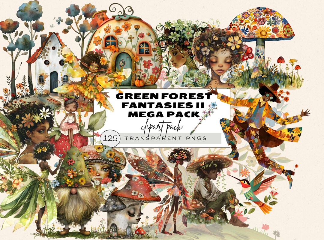 Magical Forest Fairy Clipart, Magical Flower Fairy Garden Clipart ...