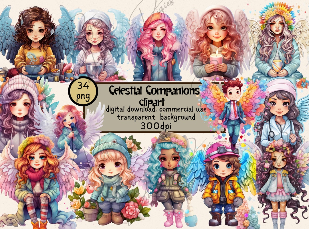Heavenly Angel Clipart, Angel Fairy Clipart, Various Guardian Angels ...