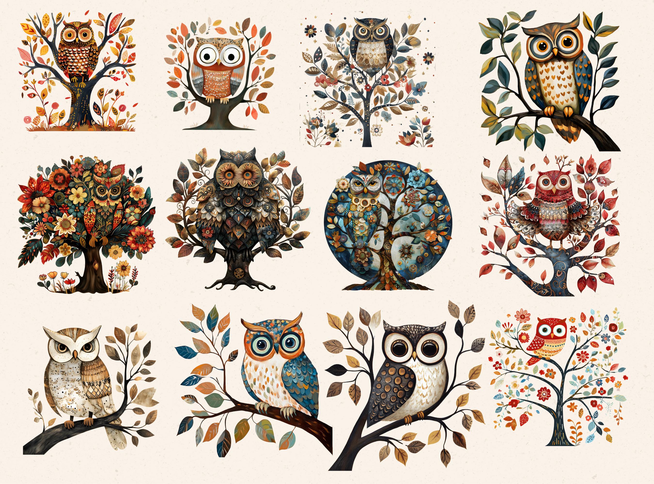 Wise Owl Png, Quirky Bird Clipart, Folk Owl, Quirky Owl Clipart, Owl ...