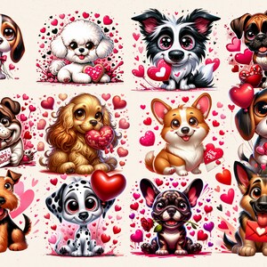 Valentines Puppies Clipart, Dog Breeds Clipart, Valentine Dog Breeds ...