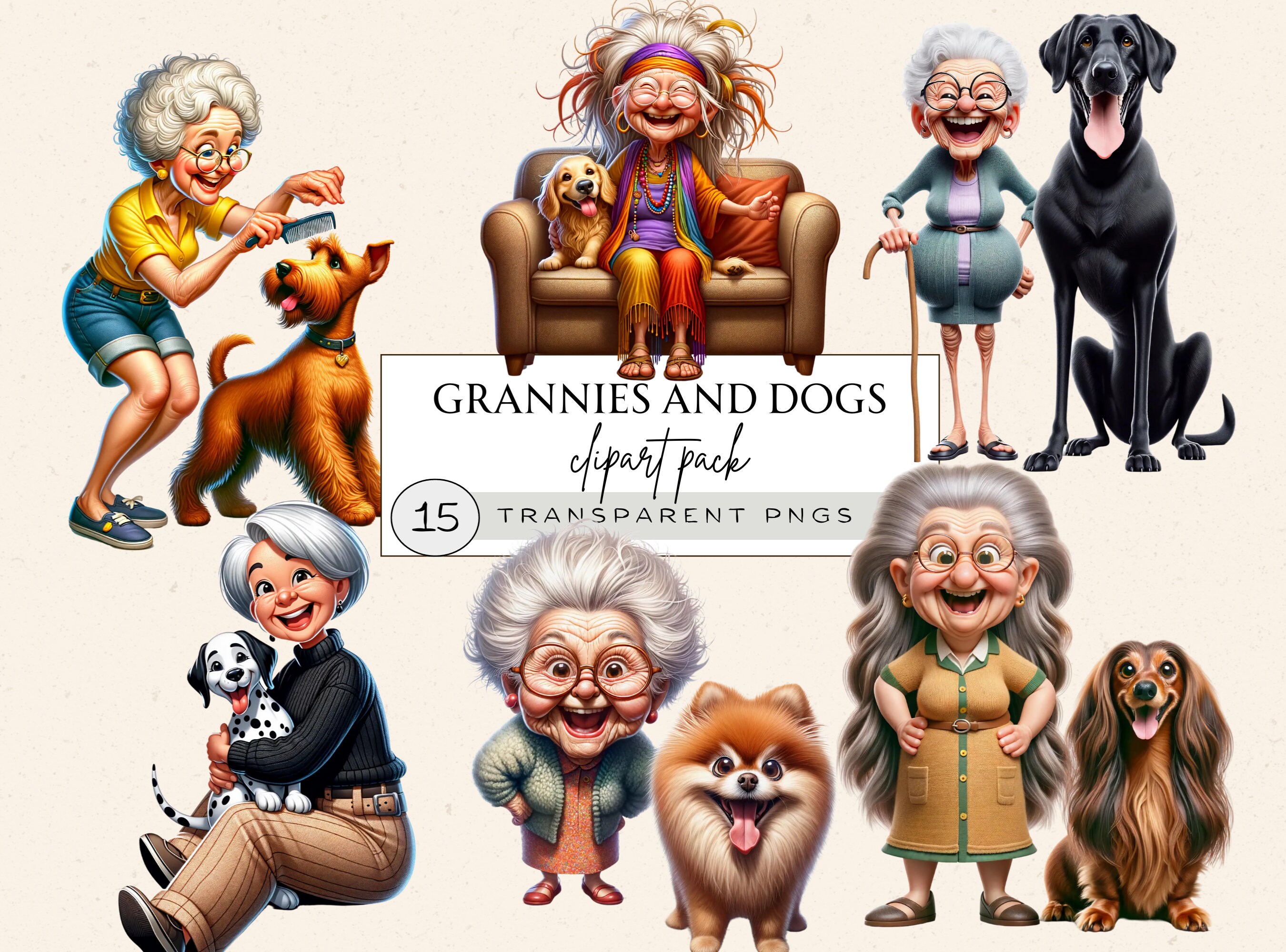 Funny Old Ladies Clipart, Old Lady Friends Clipart, Funny Grandma ...