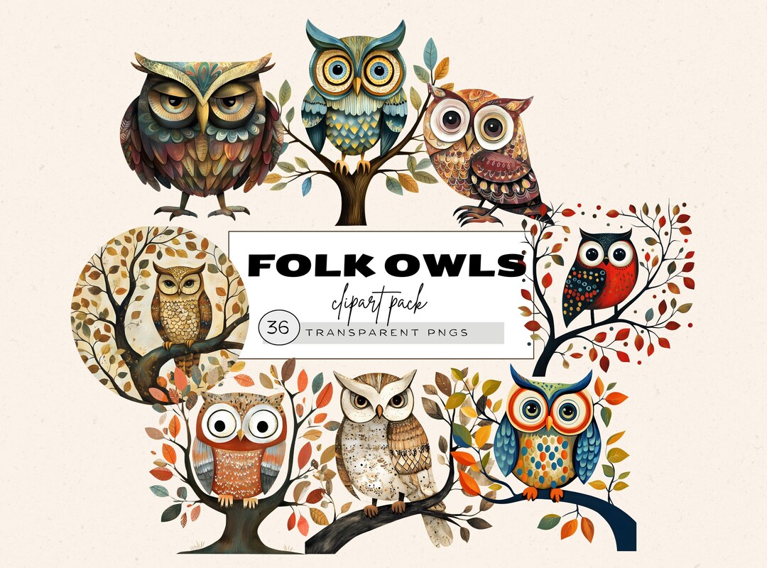 Wise Owl Png, Quirky Bird Clipart, Folk Owl, Quirky Owl Clipart, Owl ...