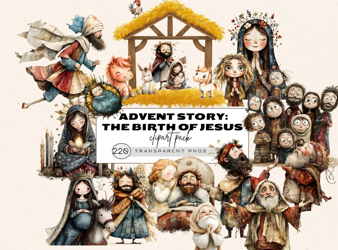 Biblical Story Clipart, Christmas Cute Nativity Clipart, Advent Clipart ...