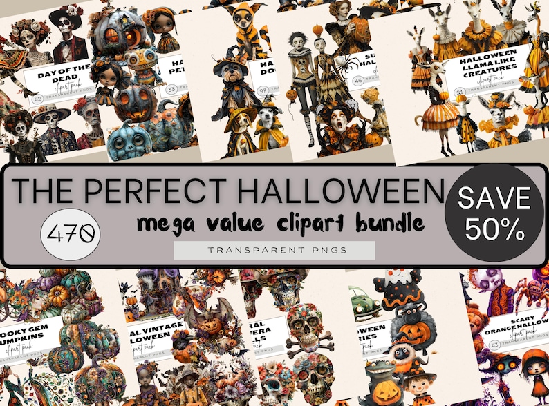 Halloween Clipart Mega Bundle, Halloween Dog Breeds Clipart, Quirky ...